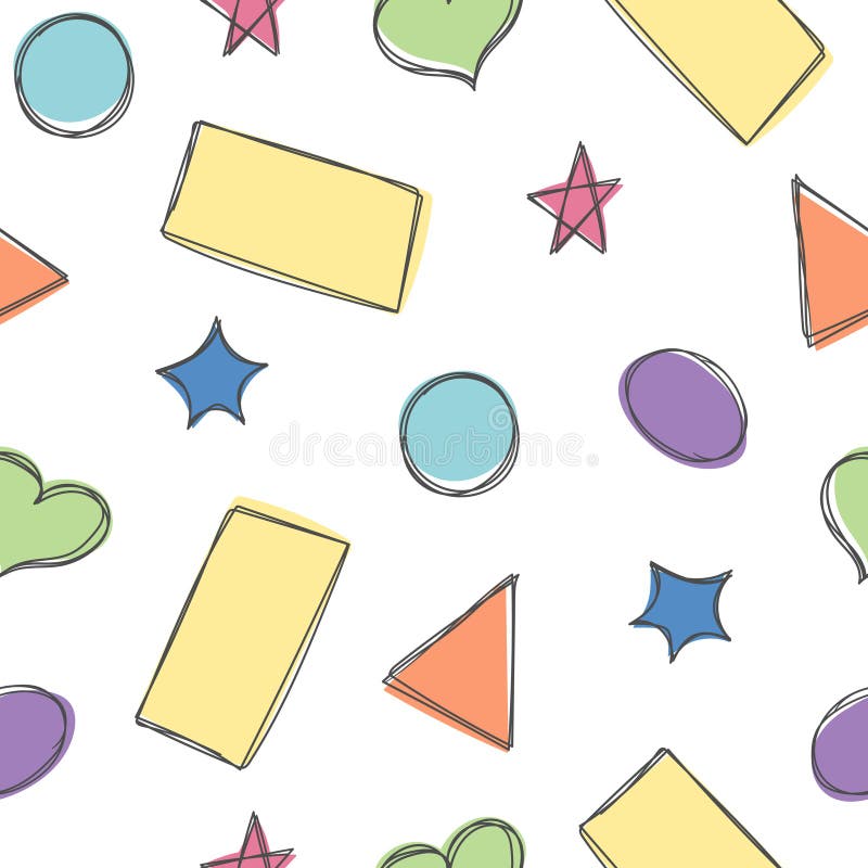 Seamless Pattern of Geometric Shapes in Cute Childish Style. Different ...