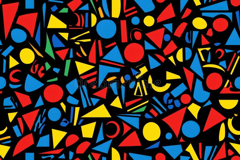 Seamless Pattern of Geometric Shapes Like Circles, Squares, and ...