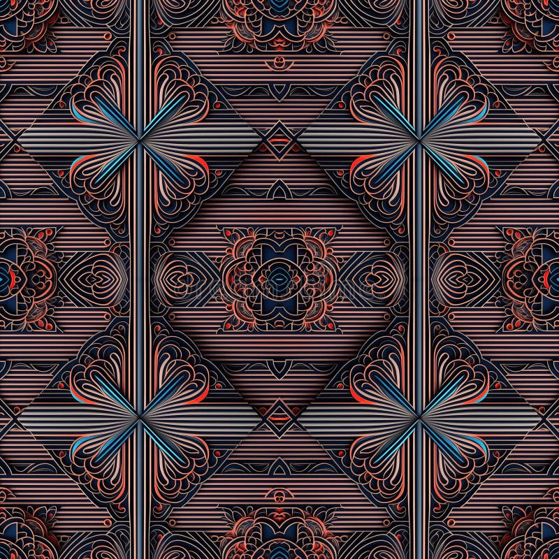 Seamless Pattern of Geometric Shapes Linear on a Black Background ...