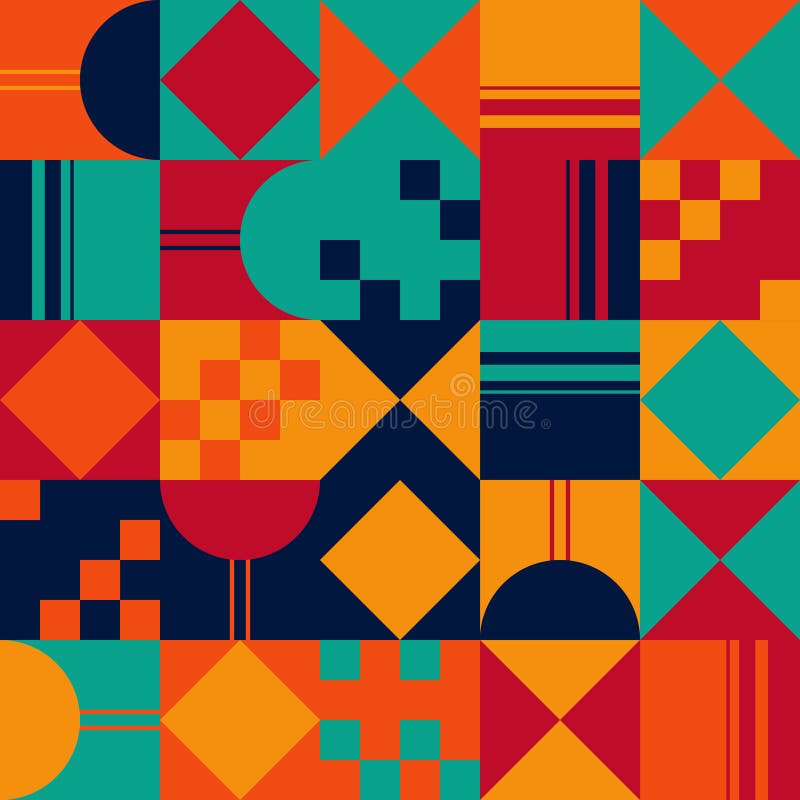 Seamless Pattern, Geometry Shapes in Warm Tone Stock Vector ...