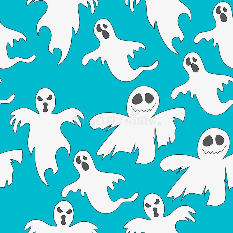 Seamless Pattern with Ghosts. Print for Halloween Stock Vector ...