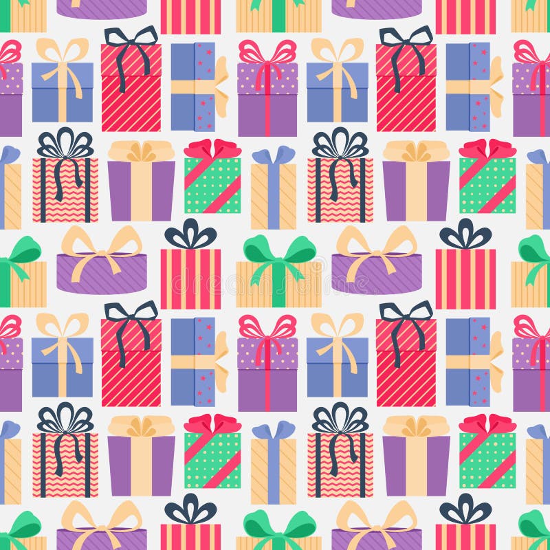 Seamless Pattern with Gifts. Stock Vector - Illustration of decorative ...