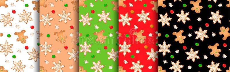 Seamless Pattern with Ginger Cookies. Gingerbread Man, Snowflake. Stock ...