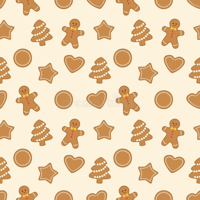 Seamless Pattern with Gingerbread Cookies Stock Vector - Illustration ...