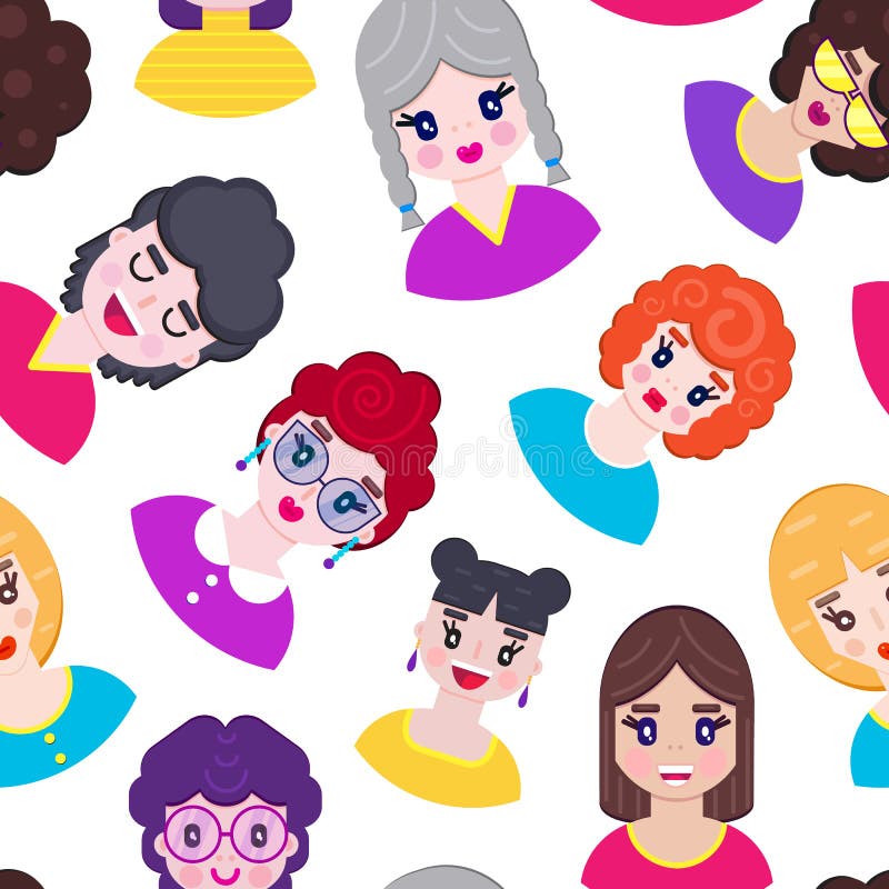 Seamless Pattern with Girls Stock Vector - Illustration of cartoon ...