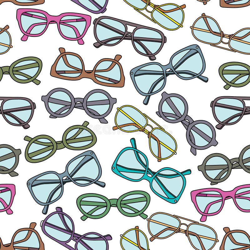 Seamless Pattern with Glasses Stock Vector - Illustration of cute ...