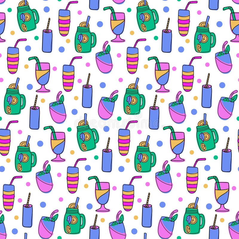 Seamless Pattern from Glasses with Alcohol. Cocktail, Cocktail Bar ...