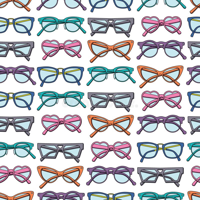 Seamless Pattern with Glasses Stock Vector - Illustration of lens ...