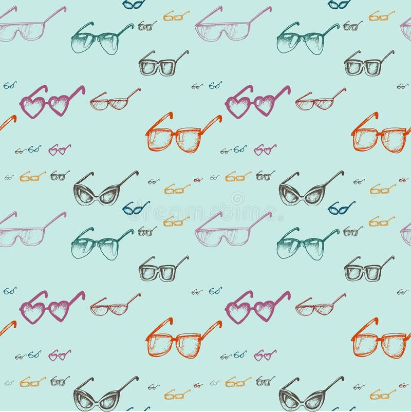 Seamless Pattern with Glasses Stock Vector - Illustration of series ...