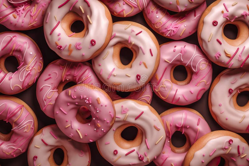 Seamless Pattern with Glazed Donuts. Pink Colors. AI Generated Stock ...