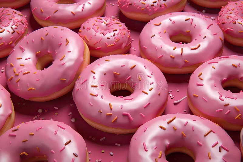 Seamless Pattern with Glazed Donuts. Pink Colors. AI Generated Stock ...