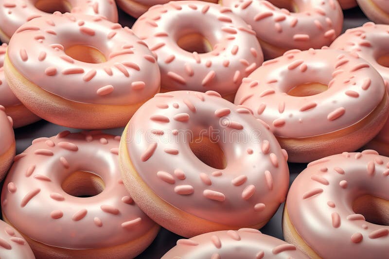 Seamless Pattern with Glazed Donuts. Pink Colors. AI Generated Stock ...