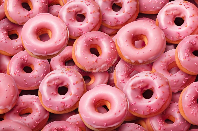 Seamless Pattern with Glazed Donuts. Pink Colors. AI Generated Stock ...