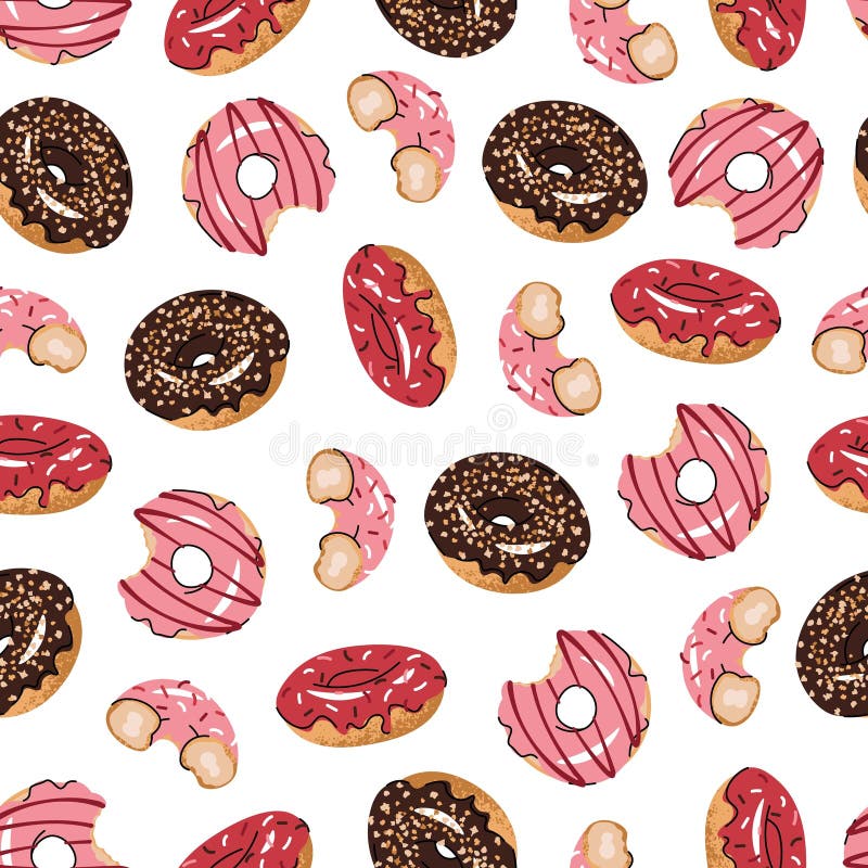 Seamless Pattern with Glazed Donuts. Repeating Texture with Delicious ...