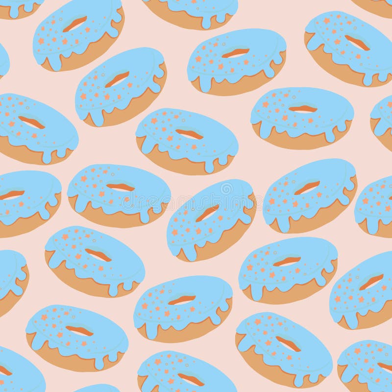 Seamless Pattern with Glazed Donuts Stock Vector - Illustration of white, vector: 300664421