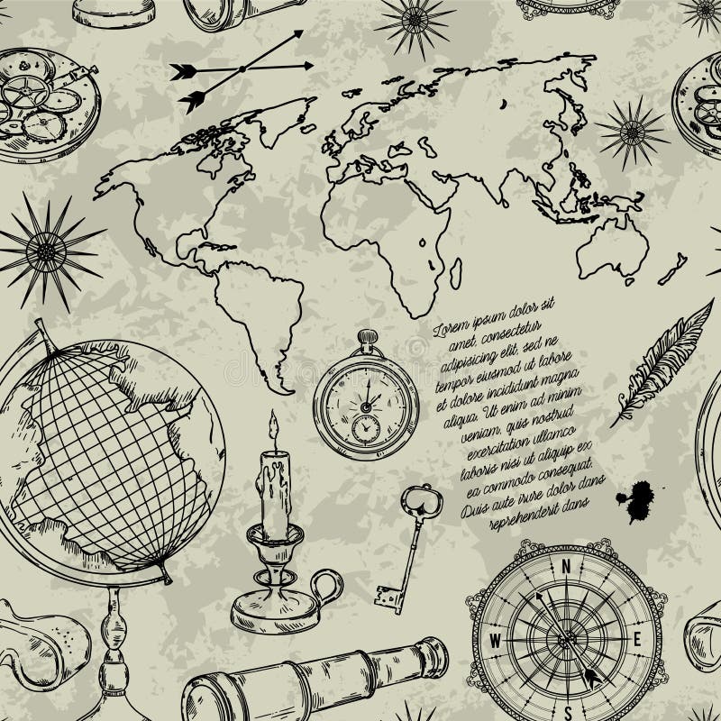 Earth Compass Seamless Pattern Stock Illustrations – 372 Earth Compass ...
