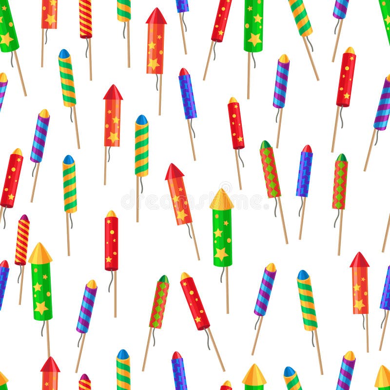 Seamless Pattern of Glossy Exploding Rockets. Stock Vector ...
