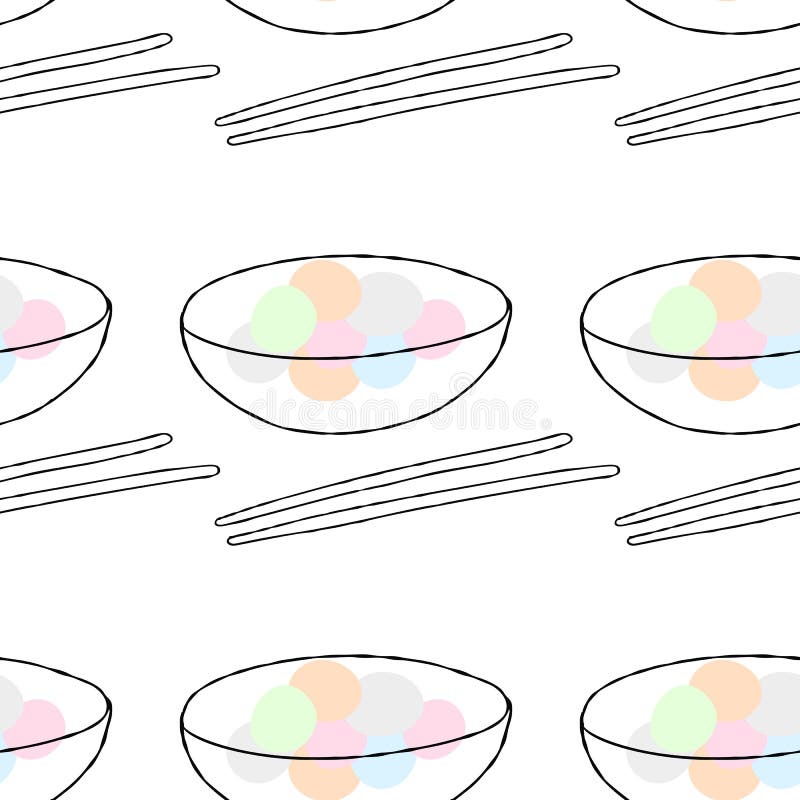 Seamless Pattern with Glutinous Rice Balls Illustration Pastel Color on ...