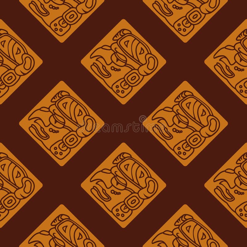 Seamless Pattern with Glyphs of the Maya Periods Calendar Names Stock ...