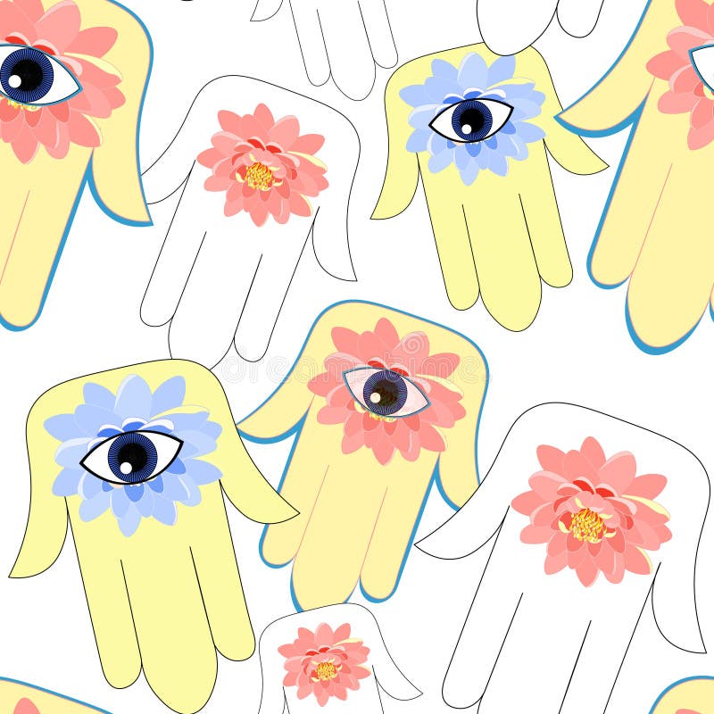 Islam, Hamsa Hand 2 Colored Line Icon. Simple Blue and Red Element ...