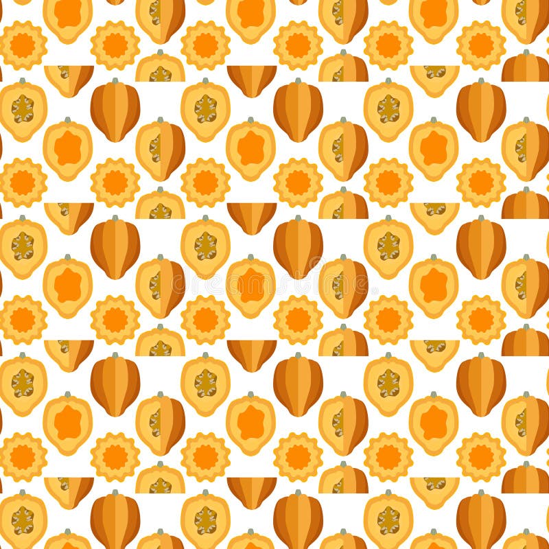 Seamless Pattern with Gold Acorn Squash. Flat Stock Vector ...