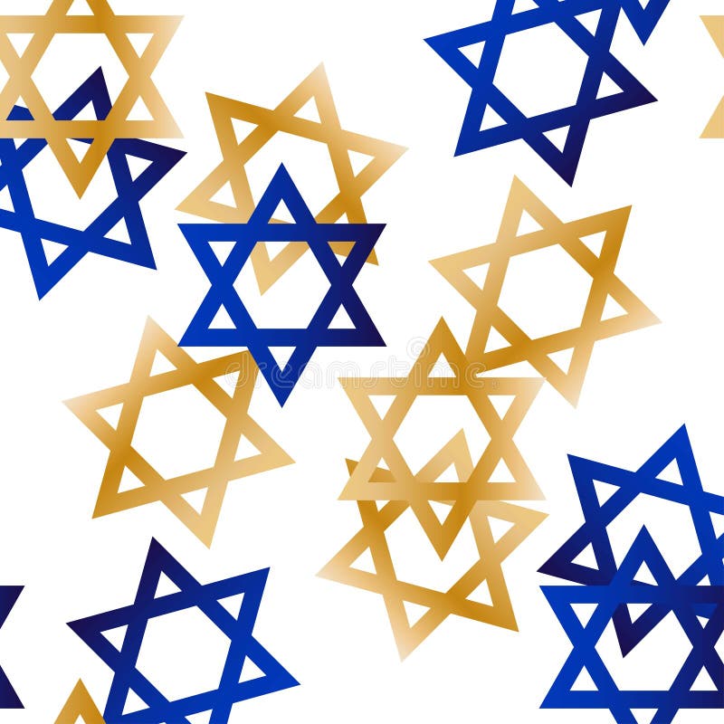 Seamless Pattern with Gold and Blue Star of David. Template for ...