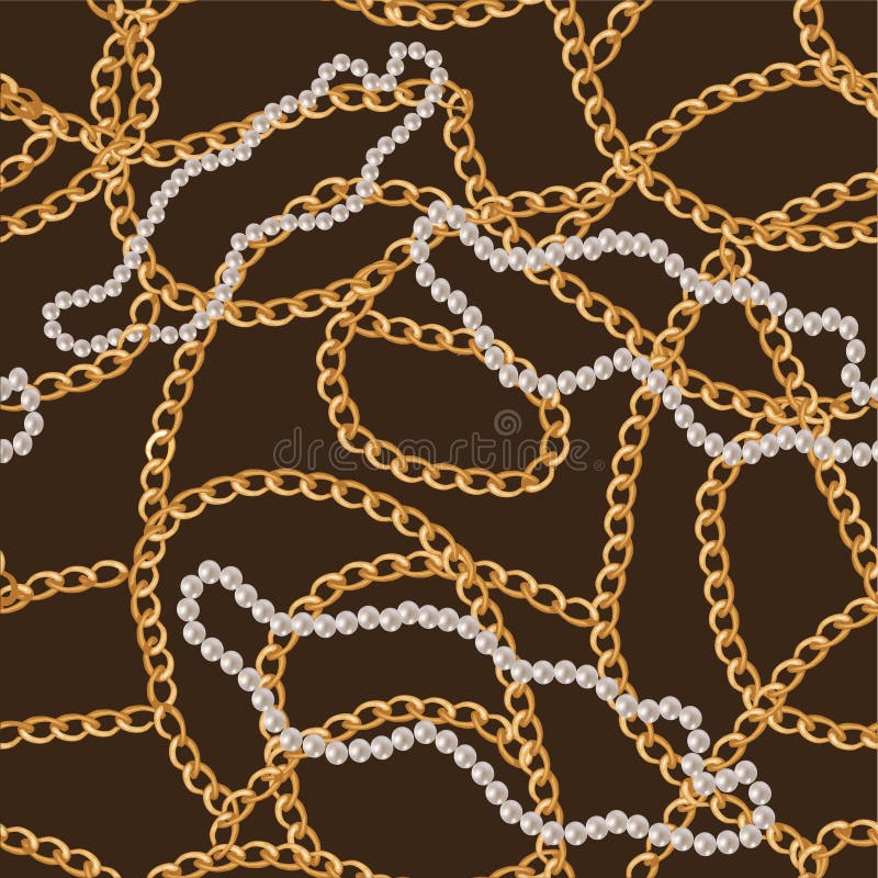 Seamless Pattern with Gold Chain and Pearls.vector Illustration. Stock ...