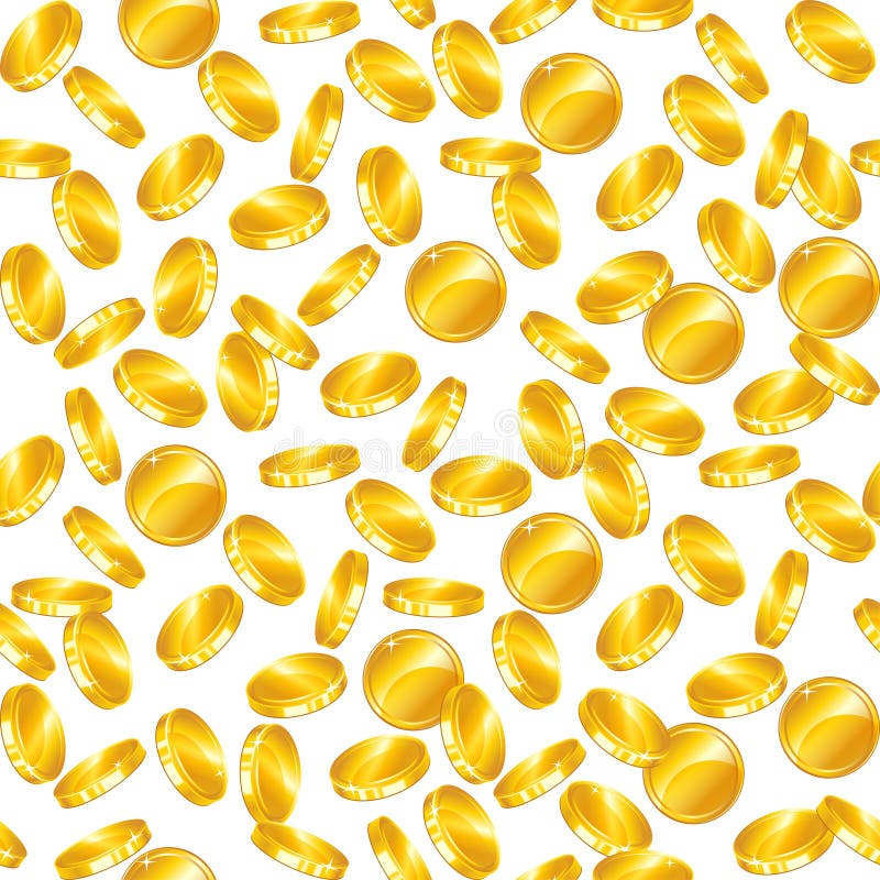 Seamless Pattern with Gold Coins. Falling Golden Coins Stock Vector ...