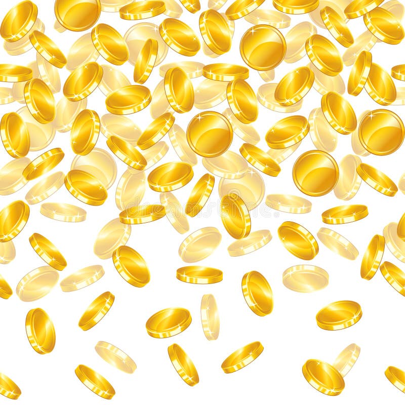 Seamless Pattern with Gold Coins. Falling Golden Coins Stock Vector ...