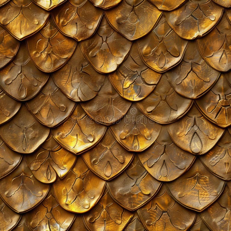 Seamless Pattern of Gold Dragon Scales Stock Illustration ...