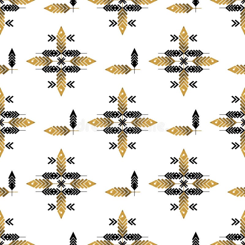 Seamless Pattern with Gold Feathers Stock Vector - Illustration of ...