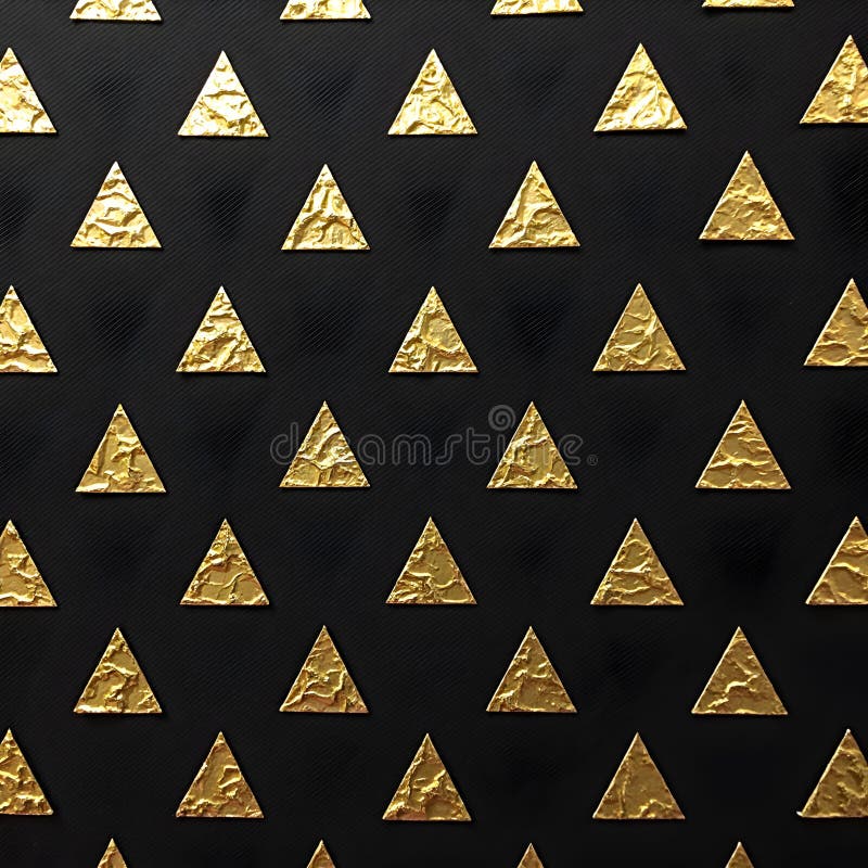 Seamless Pattern of Gold Foil Triangles on a Dark Fabric Texture Stock ...