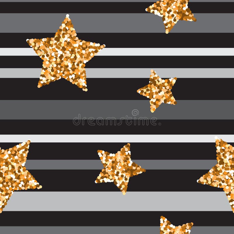 Seamless Pattern with Gold Glitter Stars Stock Vector - Illustration of ...