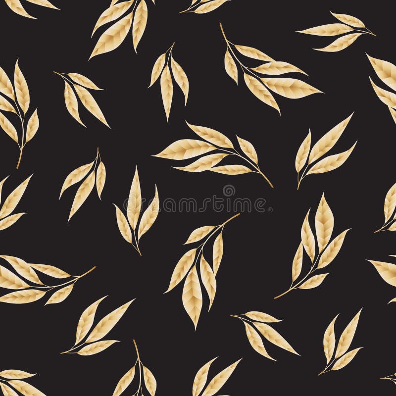 Seamless Pattern with Gold Leaves. Vector Floral Background. Stock ...