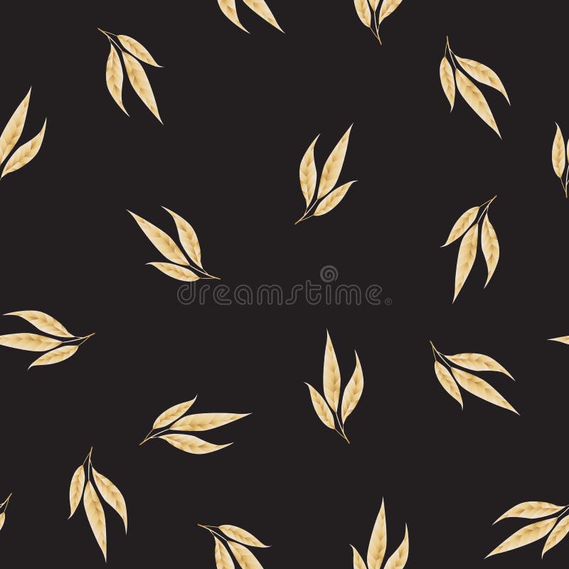 Seamless Pattern with Gold Leaves. Vector Floral Background. Stock ...