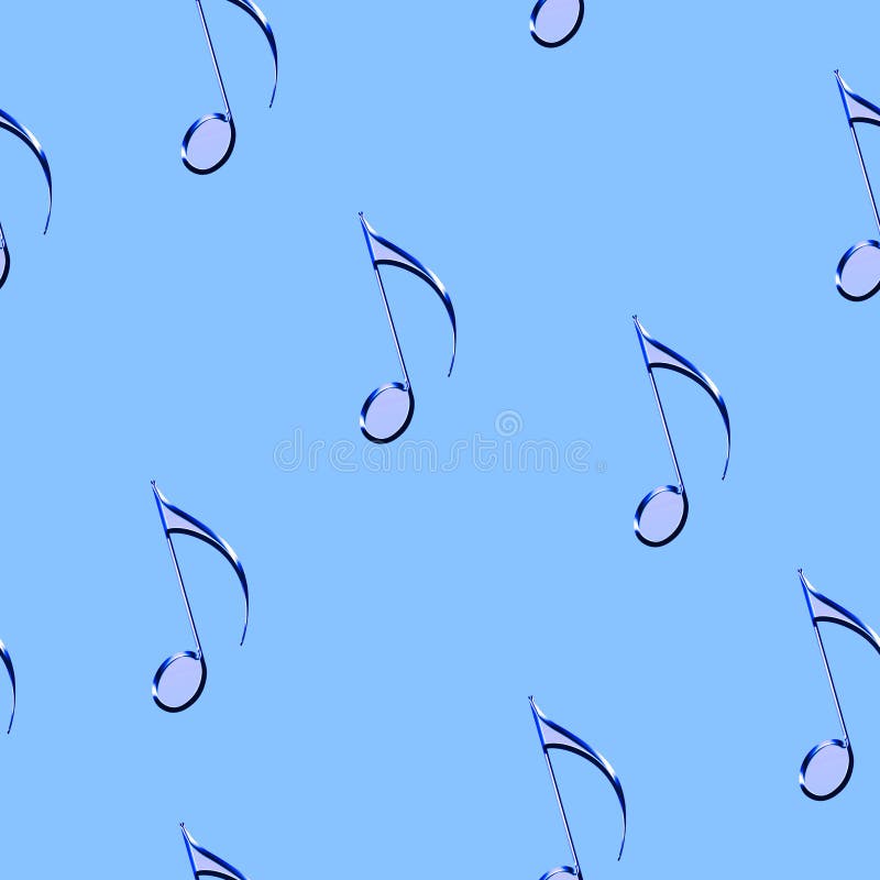 Seamless Pattern with Gold Musical Notes Illustration in Blue Colors ...