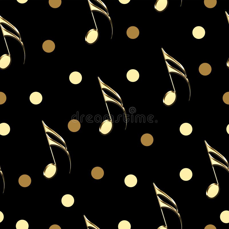 Gold Music Notes, Black Background Stock Vector - Illustration of half ...