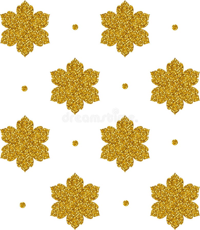Seamless Pattern with Gold Snowflakes and Dots Stock Vector ...