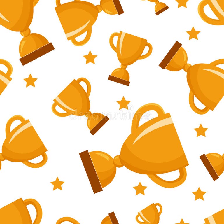Seamless Pattern with Gold Winners Cup Stock Vector - Illustration of ...