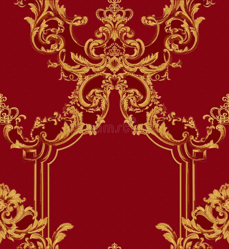 Seamless Pattern with Golden Baroque Leaves, Stock Photo - Illustration ...