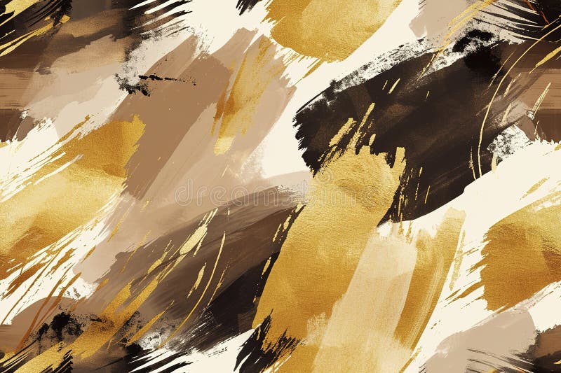 Seamless Pattern with Golden and Brown Paint Brushstrokes. Repeatable ...