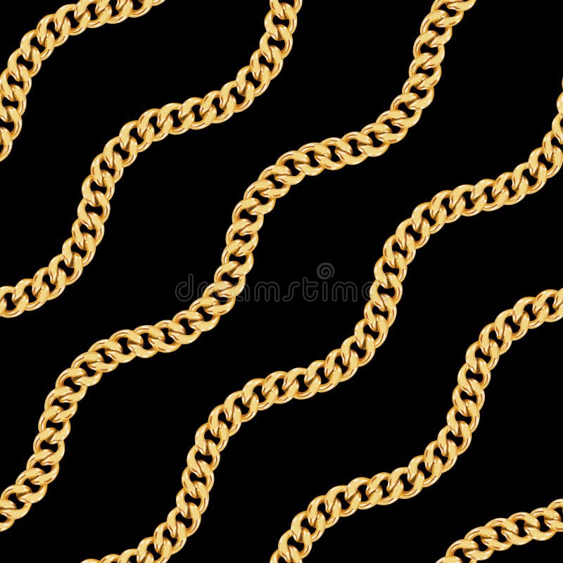 Seamless Pattern of Golden Chains. Curved Waves, Designed with Diagonal ...