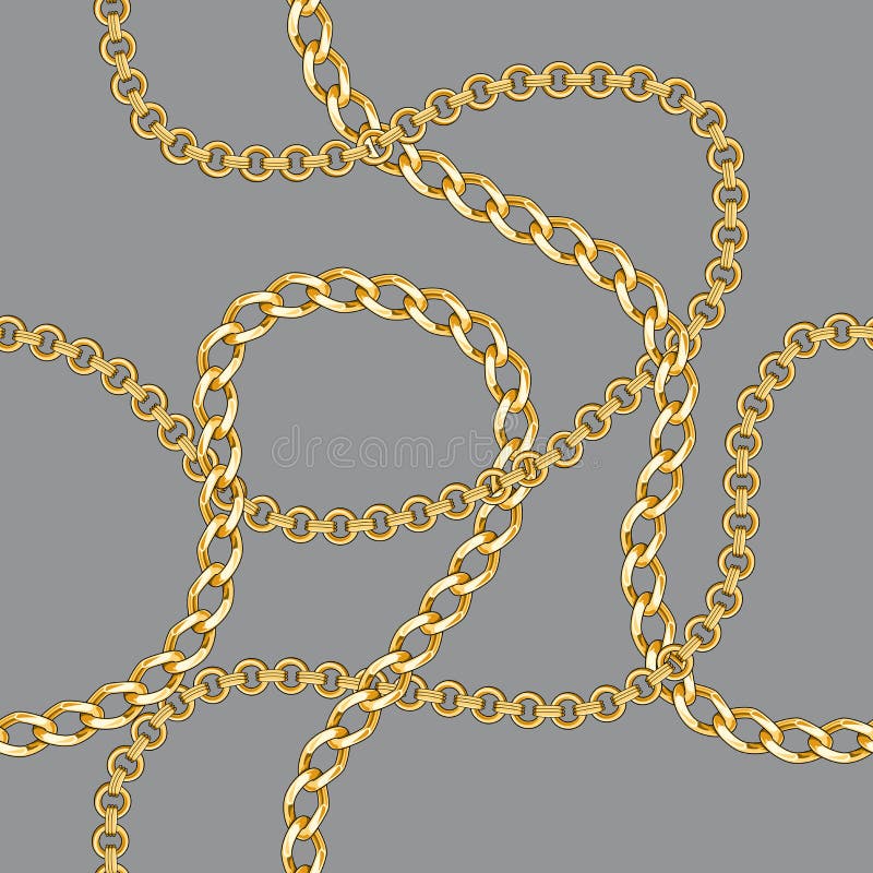 Seamless Pattern with Golden Chains on Gray Background. Stock Image ...