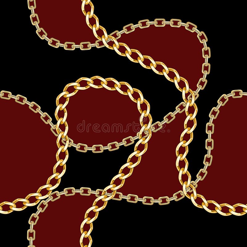 Seamless Pattern with Golden Chains on Red and Black Background. Stock ...