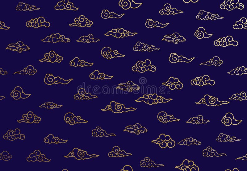 Seamless Pattern of Golden Clouds in Chinese Style Stock Illustration ...