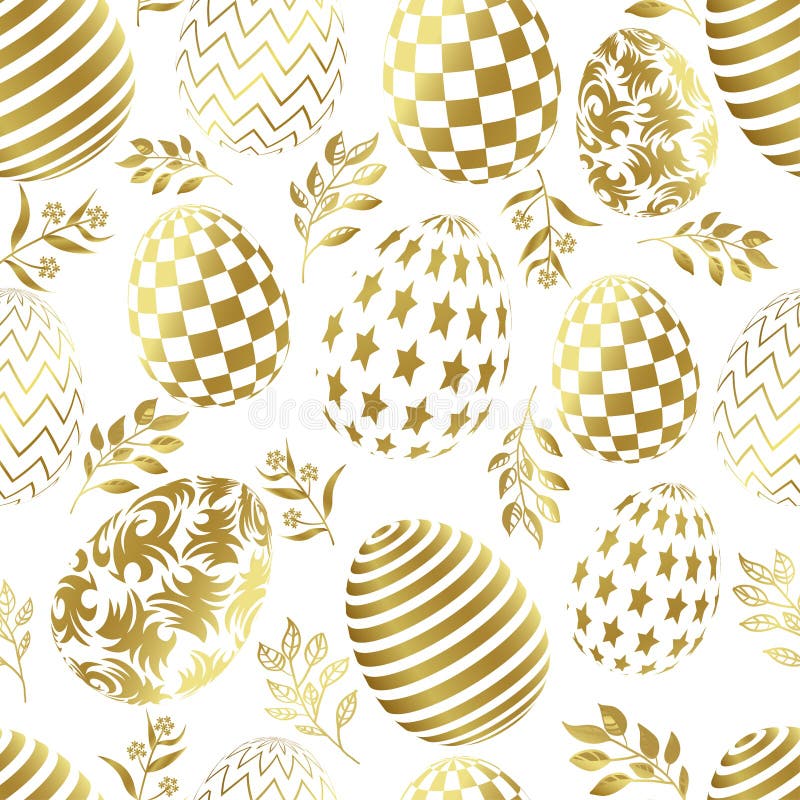 Seamless Pattern. Golden Eggs with Geometric Patterns, Abstract ...