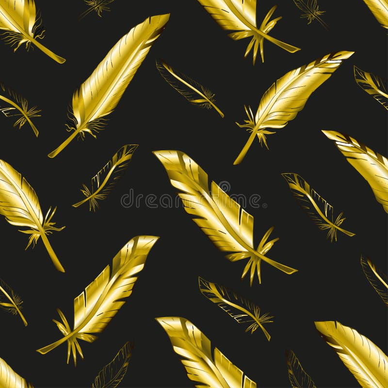 Seamless Pattern with Golden Feathers. Stock Illustration ...