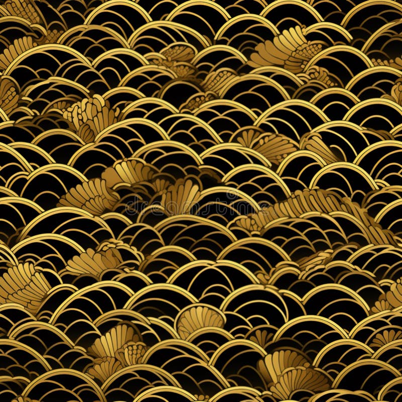 Seamless Pattern. a Golden Oriental Geometric Pattern on Wallpaper ...
