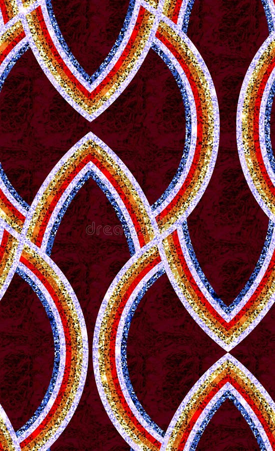 Seamless Pattern Golden Rainbow Texture Geometric Curves Stock ...