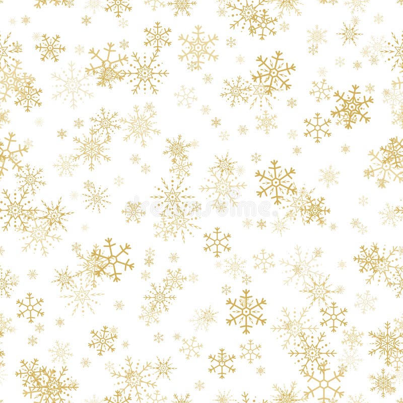Seamless Pattern of Golden Snowflakes. Gold Snowflakes Seamless Stock ...